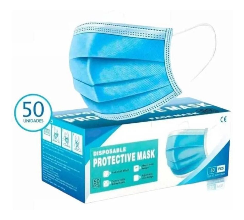 Barbijo Mascarilla Tricapa Clip Nasal Descartable Caja X50 - Abete