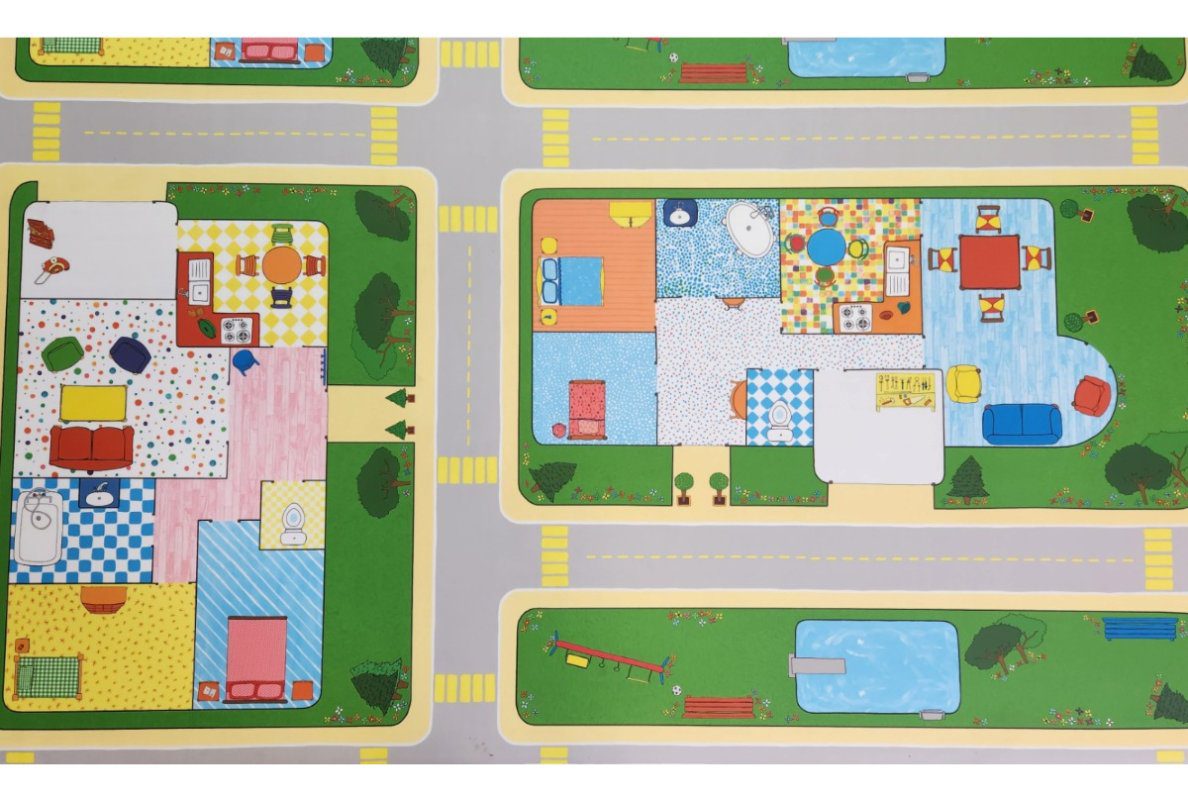 Piso Vinilico Alfombra En Rollo Infantil Casas 3mm Tarkett - ABETE ...